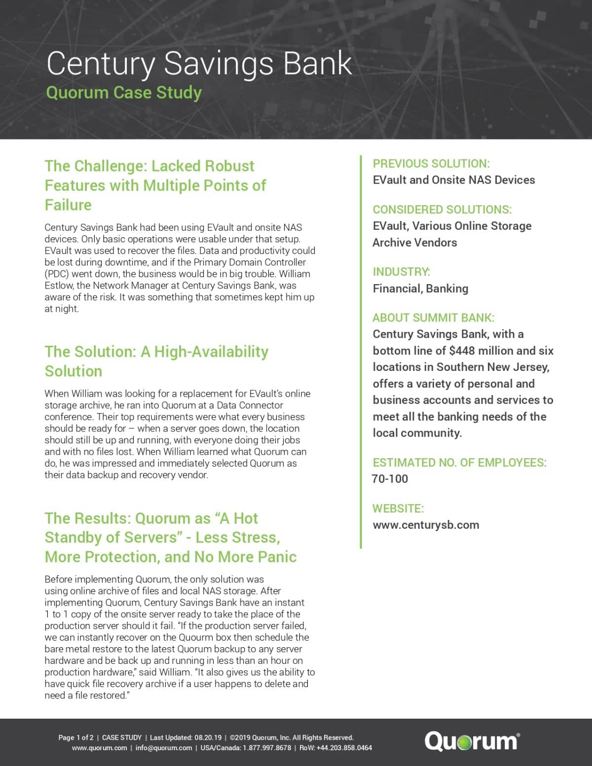 Century Savings Bank - Quorum